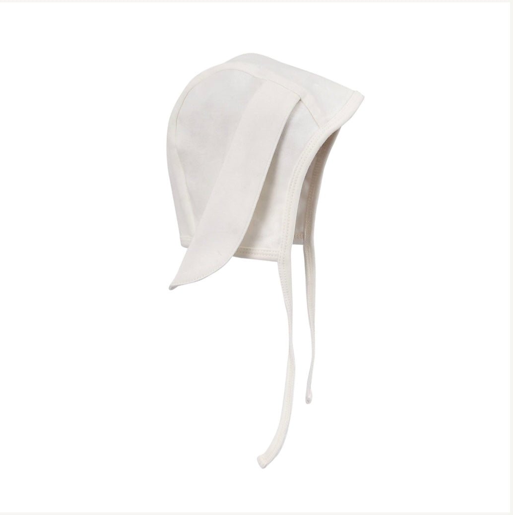 Baby Bonnet Hat with Ears - Ivory | 100% Organic - Finn + Emma